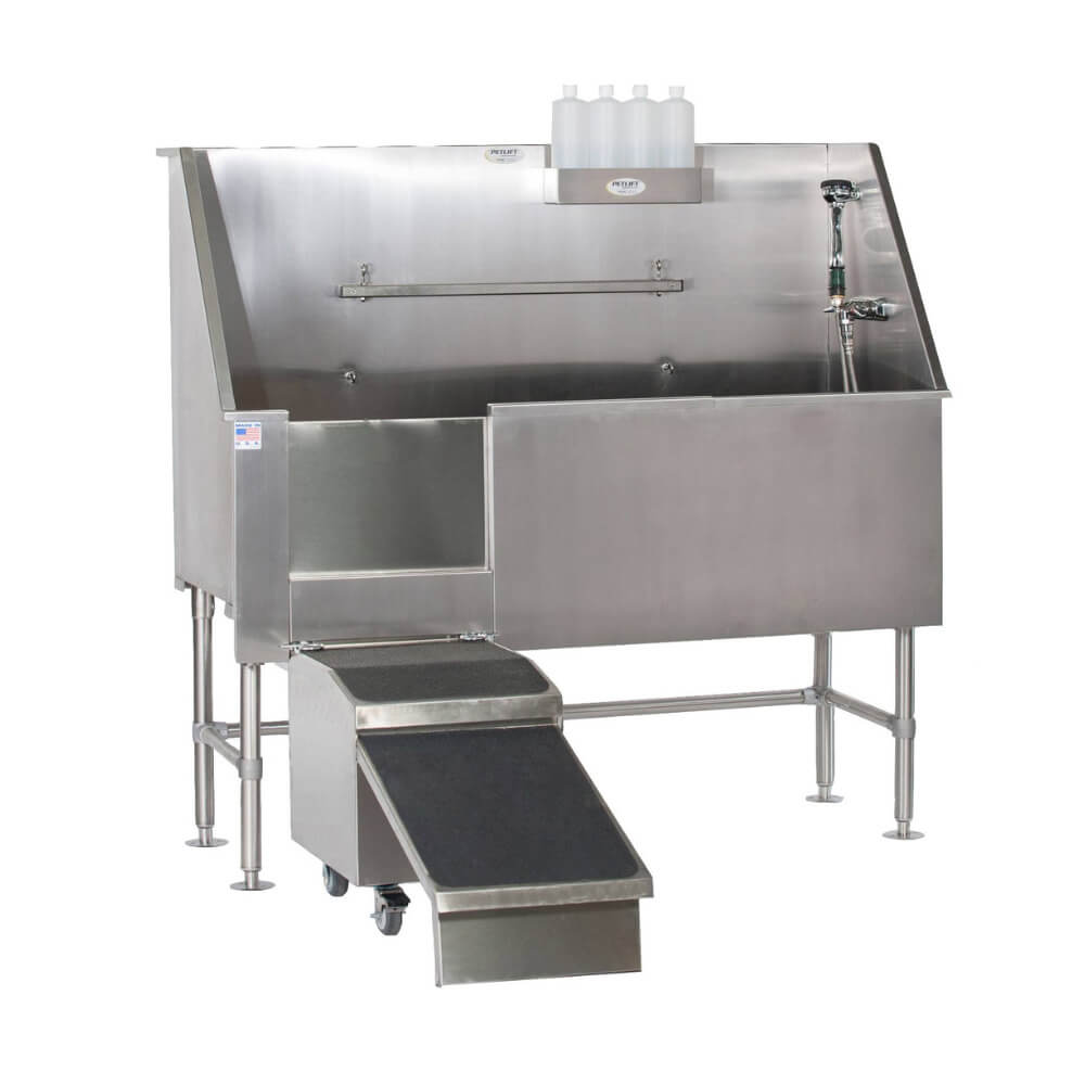 Petlift AquaQuest Stainless Walk-In Animal Tub 58in - Infinium Veterinary