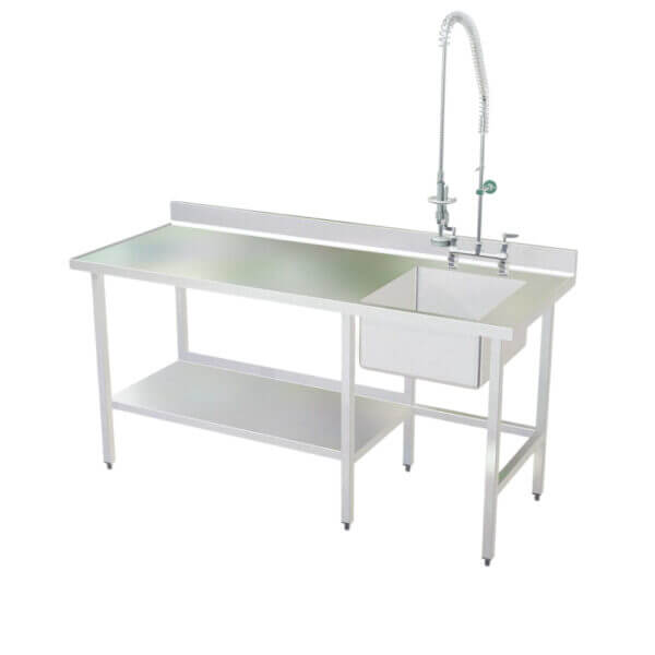 Stainless Steel Utility Sink & Table with Backsplash - Infinium Veterinary